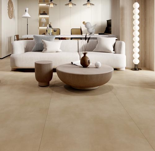 Microcement Zeus Marble Porcelain Floor Tile Khaki Color Dry Glaze
