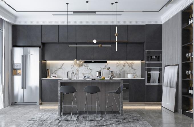 Lustrous Black Surface Porcelain Slab Tile For Flooring Frost Resistance