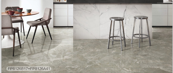 Elegant Grey Marble Look Porcelain Tile / Full Polished Glazed Tile